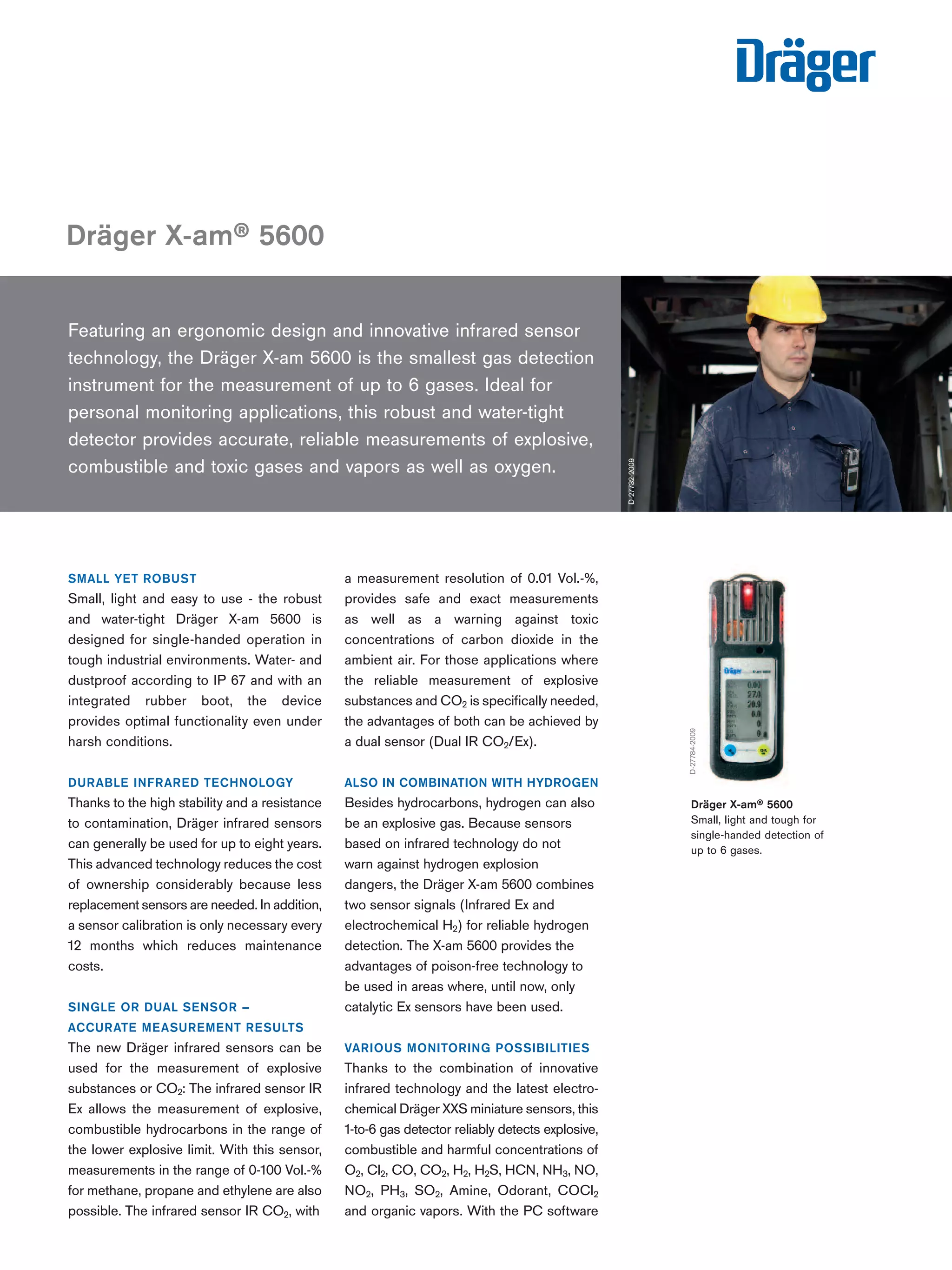 Dräger X-am 5600 Portable Gas Detector - Spec Sheet | PDF