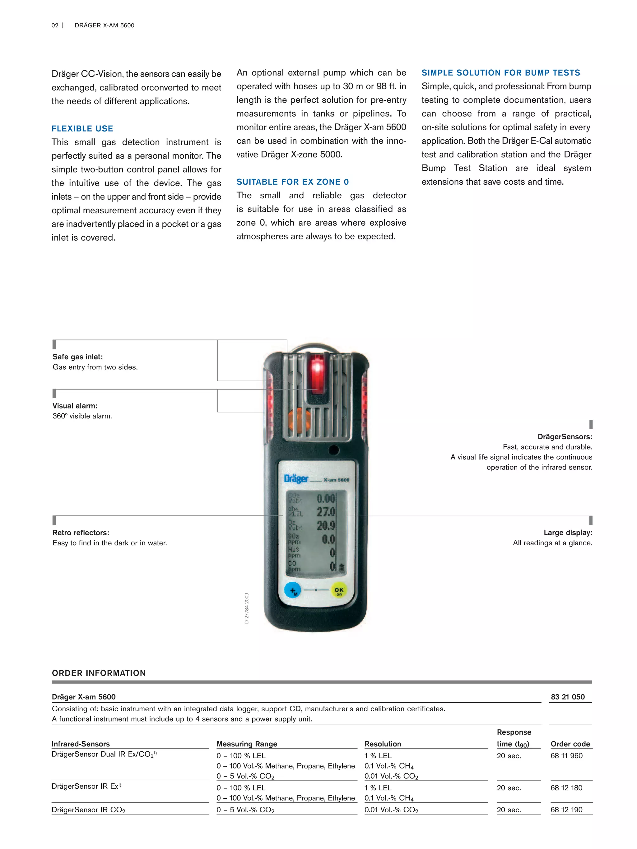 Dräger X-am 5600 Portable Gas Detector - Spec Sheet | PDF