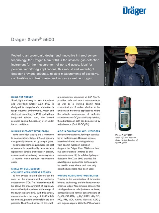 Dräger X-am 5600 Portable Gas Detector - Spec Sheet | PDF