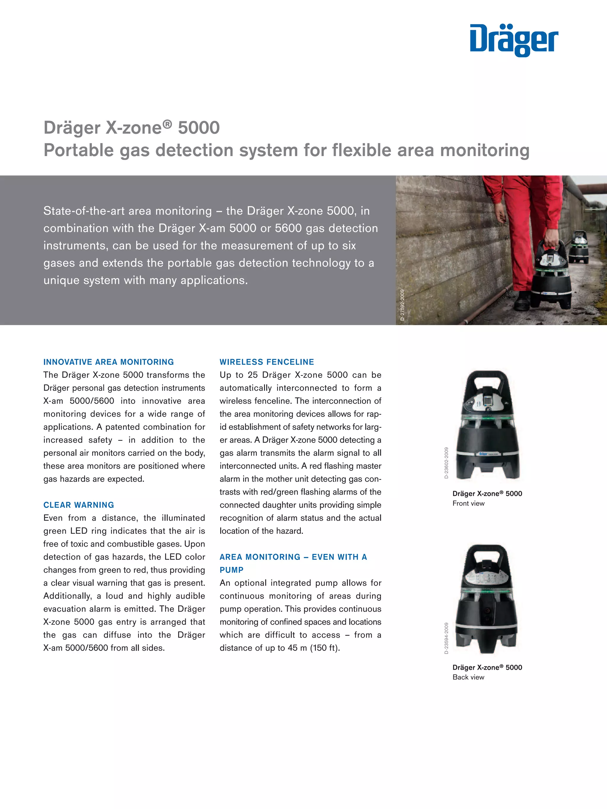 Drager X-Zone 5000 Portable Gas Detector System - Spec Sheet | PDF