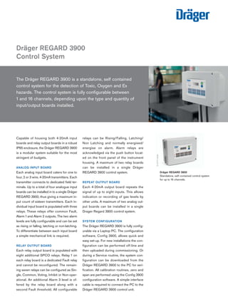 Drager Regard 3900 Fixed Gas Detector Control System - Spec Sheet | PDF