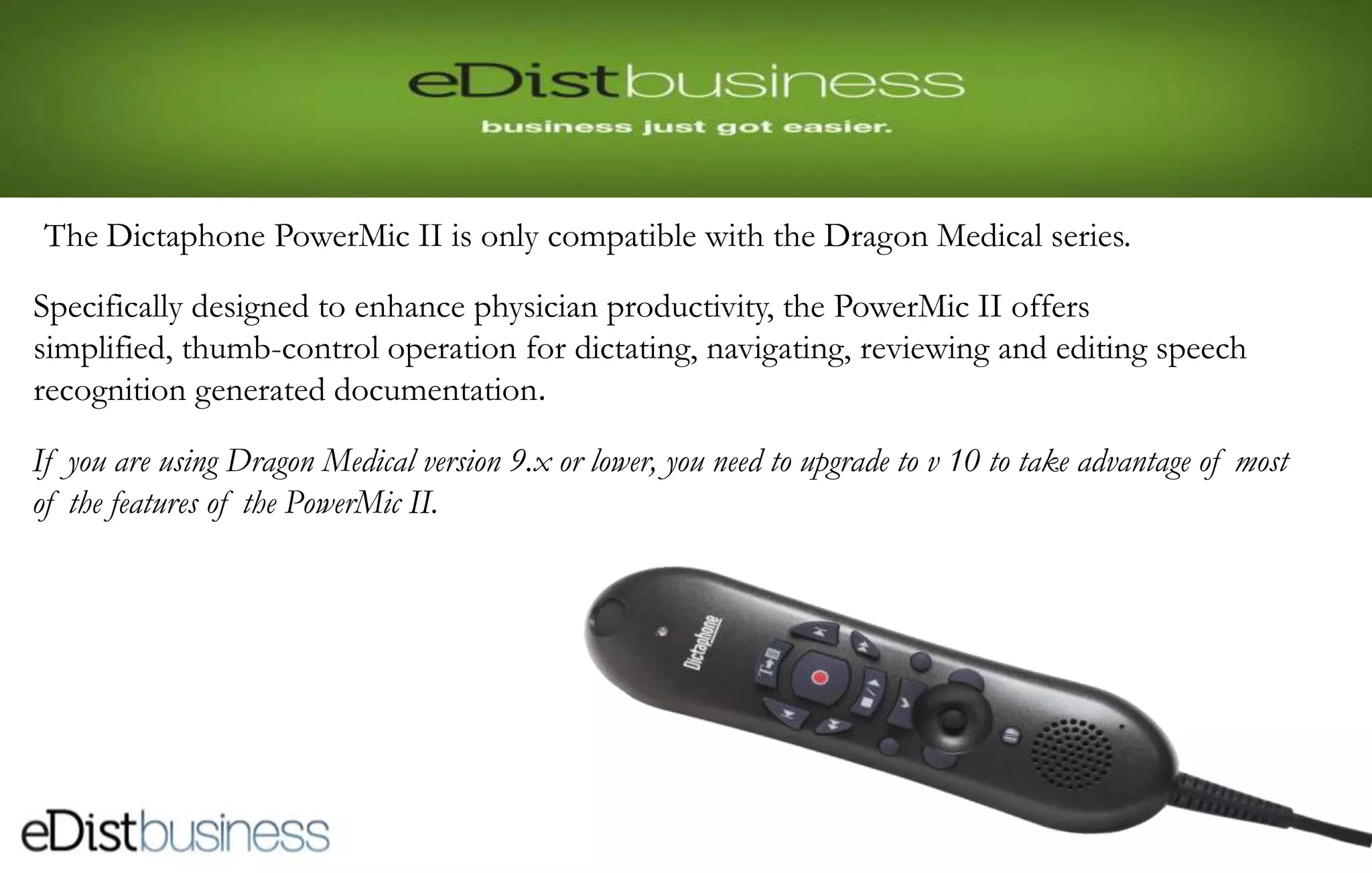 Dragon Medical With Dictaphone Power Mic Ii | PPTX