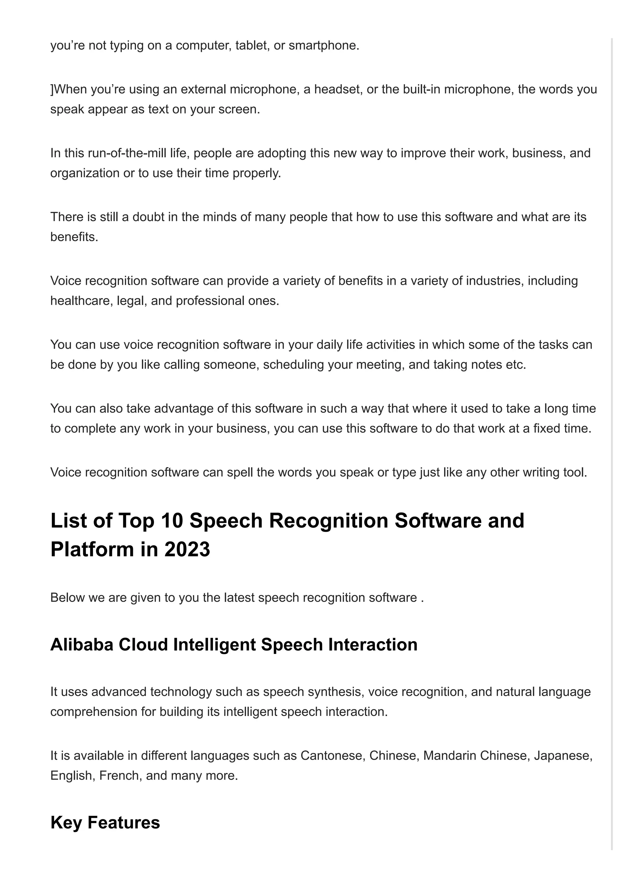 Top 10 Best Speech Recognition Software | PDF