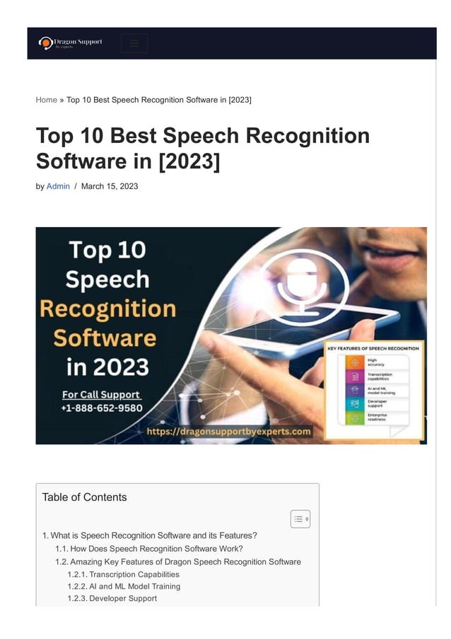 Top 10 Best Speech Recognition Software | PDF
