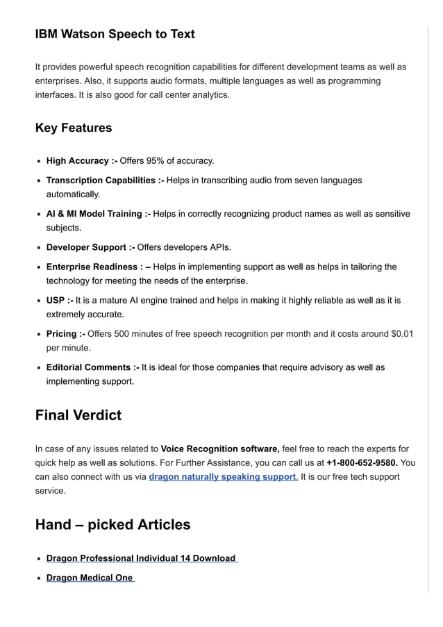 Top 10 Best Speech Recognition Software | PDF