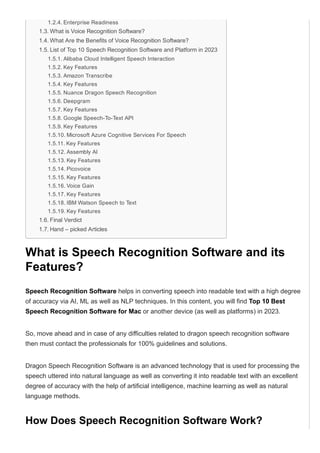 Top 10 Best Speech Recognition Software | PDF