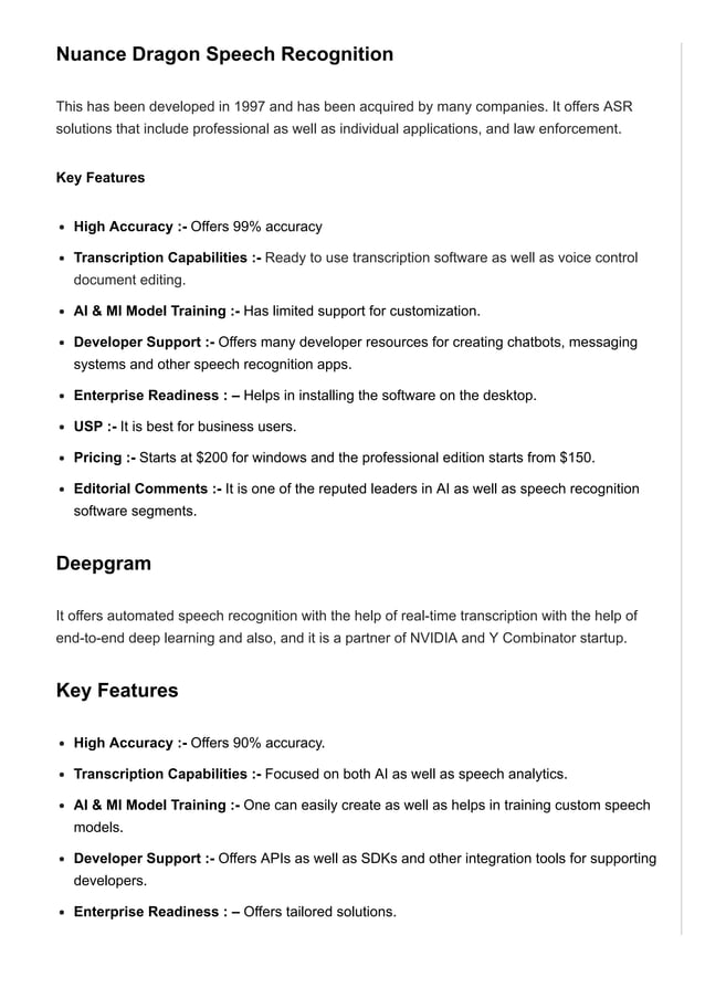 Top 10 Best Speech Recognition Software | PDF