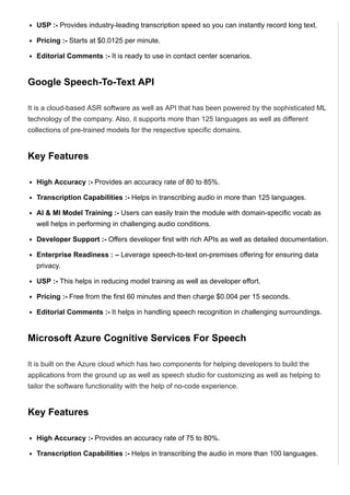 Top 10 Best Speech Recognition Software | PDF