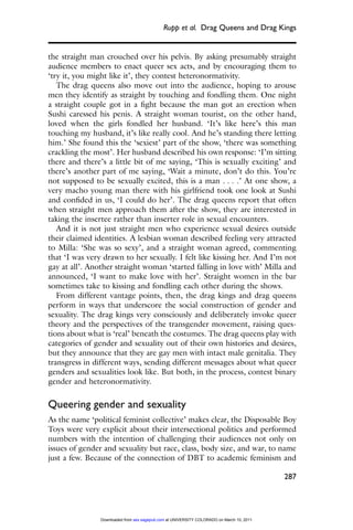 Drag Queens and Drag Kings: The Difference Gender Makes | PDF