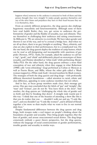 Drag Queens and Drag Kings: The Difference Gender Makes | PDF