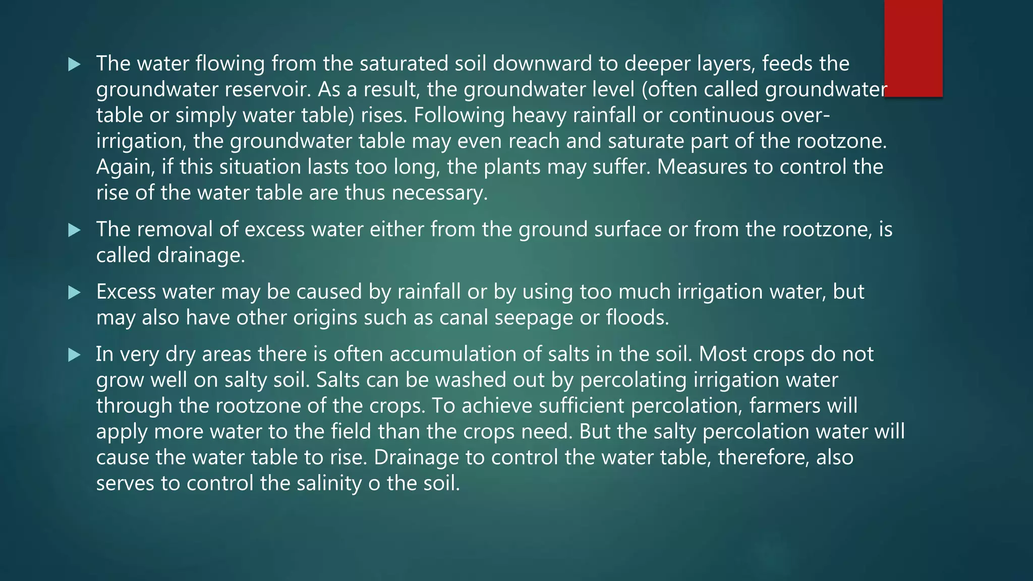 Drainage in Irrigation Engineering | PPTX