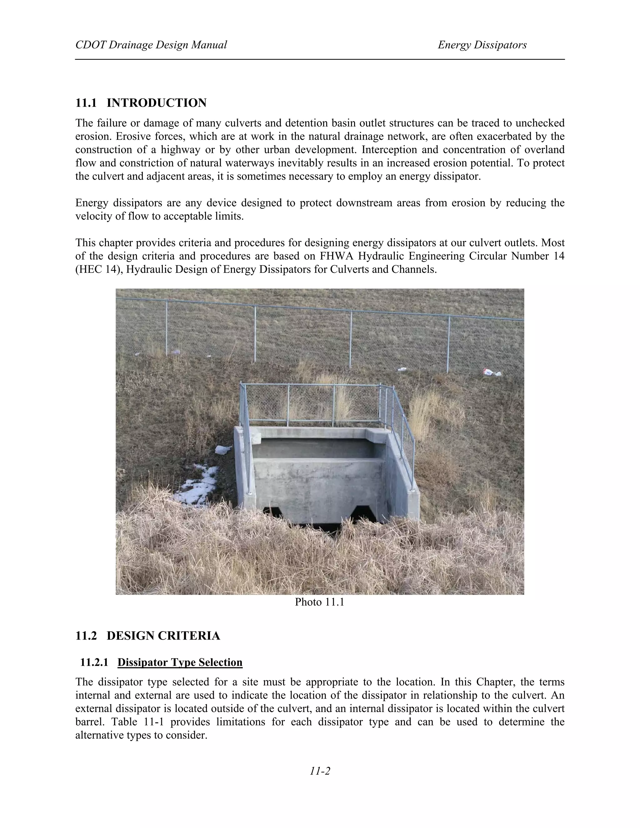 Drainage designmanual chapter11_energydissipators | PDF