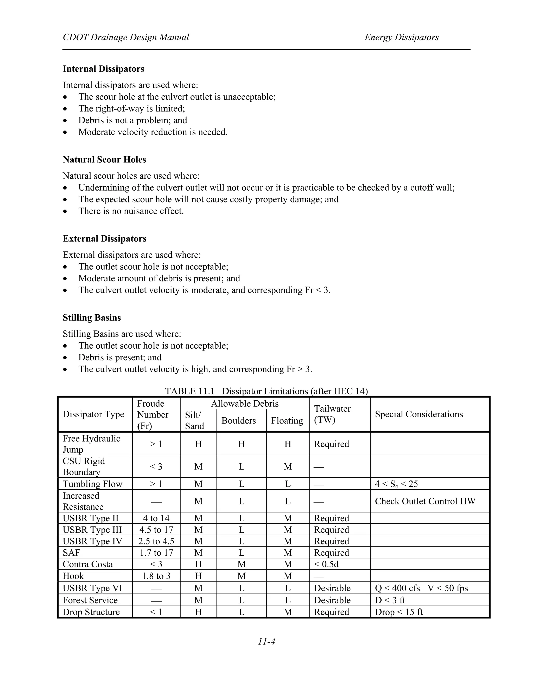 Drainage designmanual chapter11_energydissipators | PDF