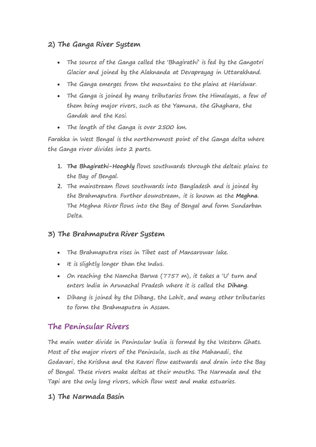 Drainage geo class9 | DOCX | Asia Travel | Travel Locations