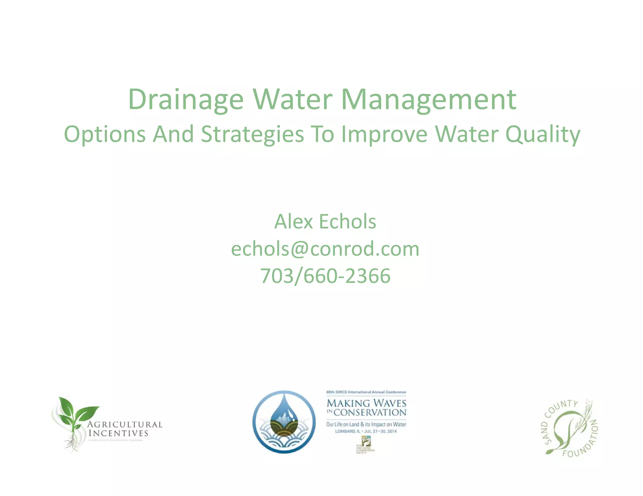 Drainage water management options and strategies | PPT