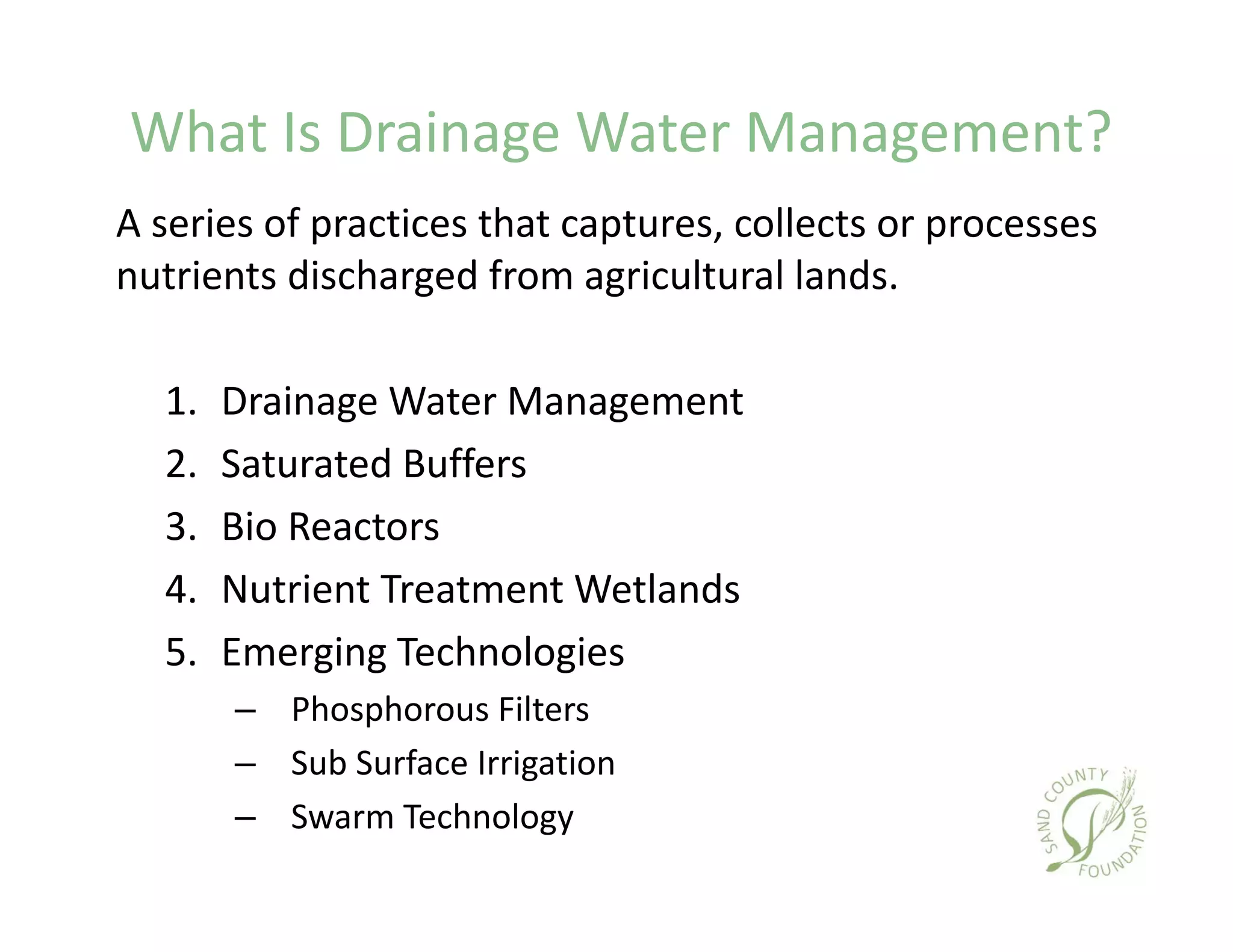 Drainage water management options and strategies | PPT