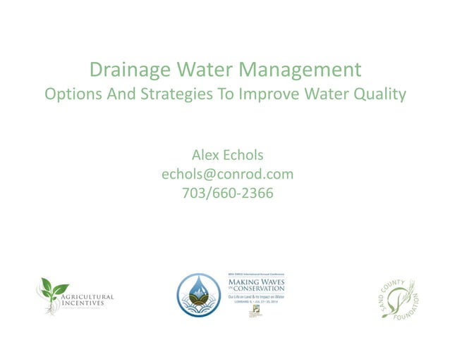 Drainage water management options and strategies | PPT