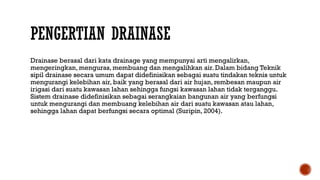 sistem drainase lingkungan pada bangunan gedung | PPTX