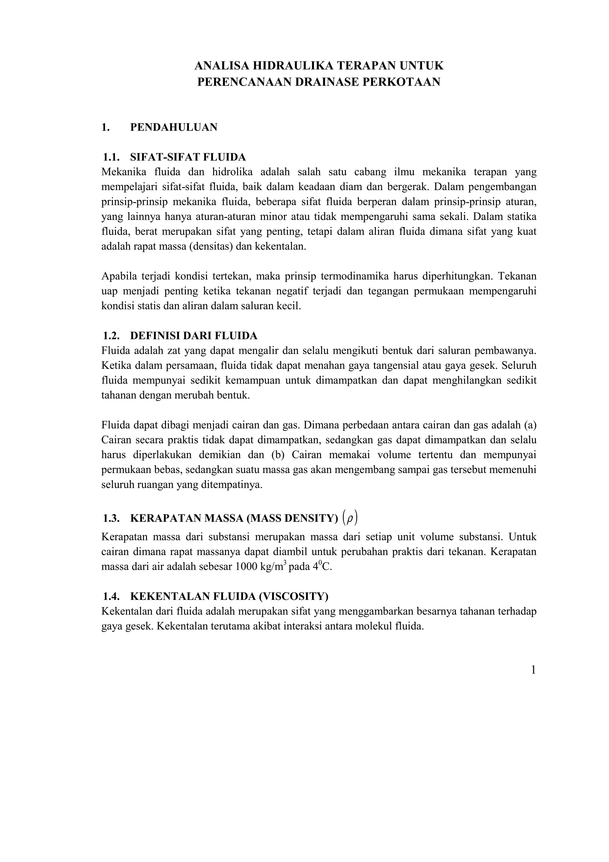 Analisa hidraulika terapan untuk perencanaan drainase | PDF