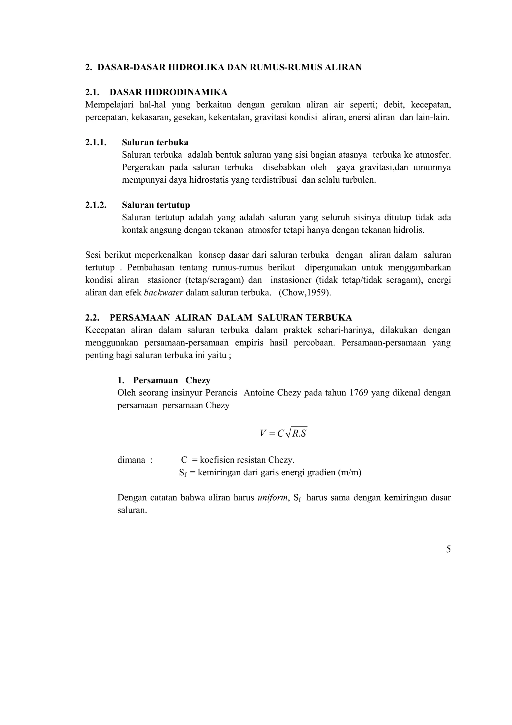 Analisa hidraulika terapan untuk perencanaan drainase | PDF