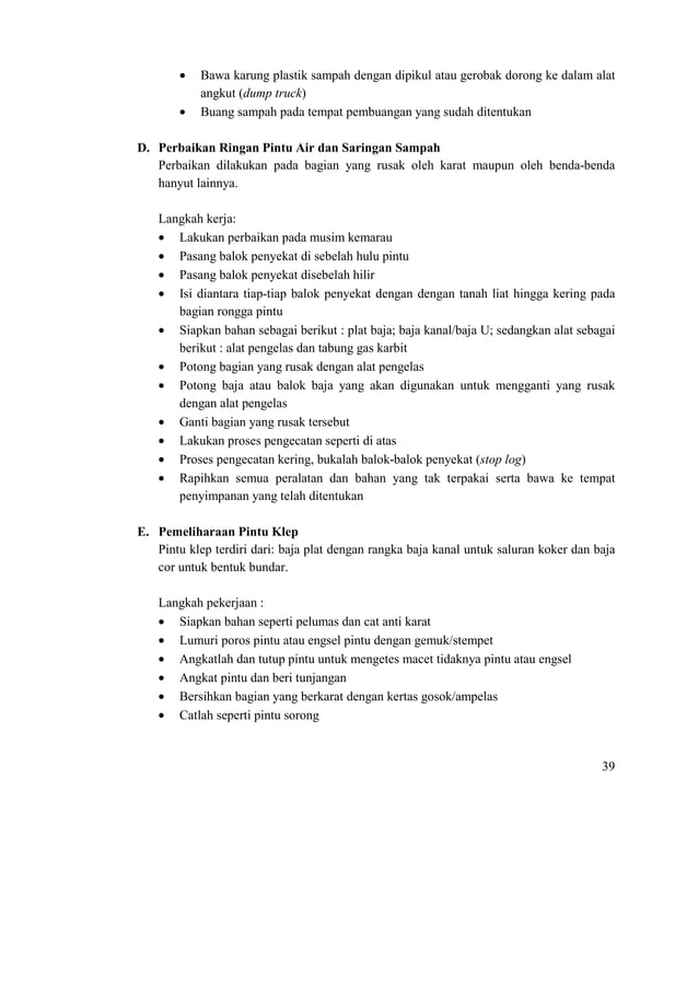 Operasi dan pemeliharaan sistem drainase perkotaan | PDF