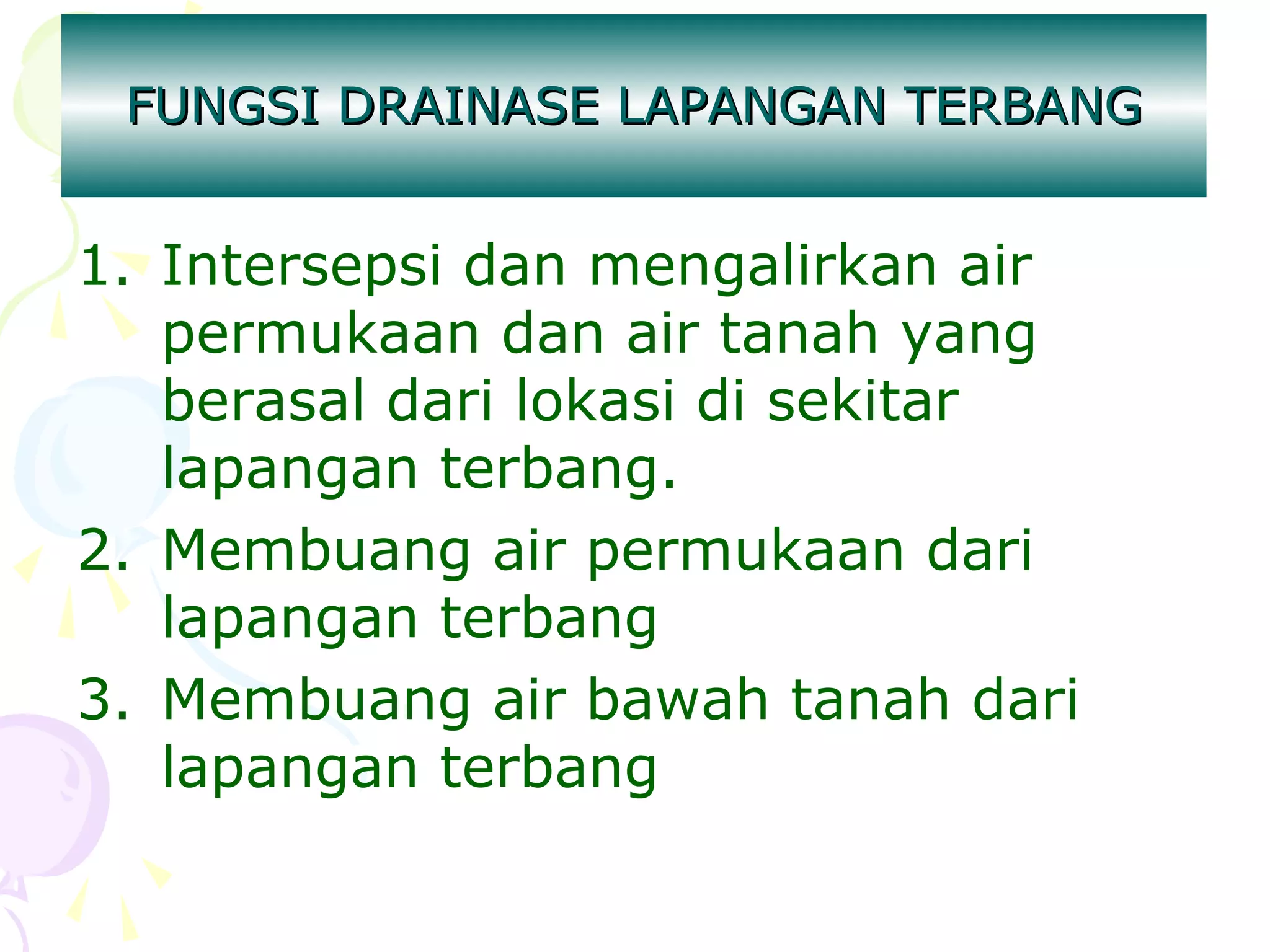 Drainase lapangan-terbang | PPT