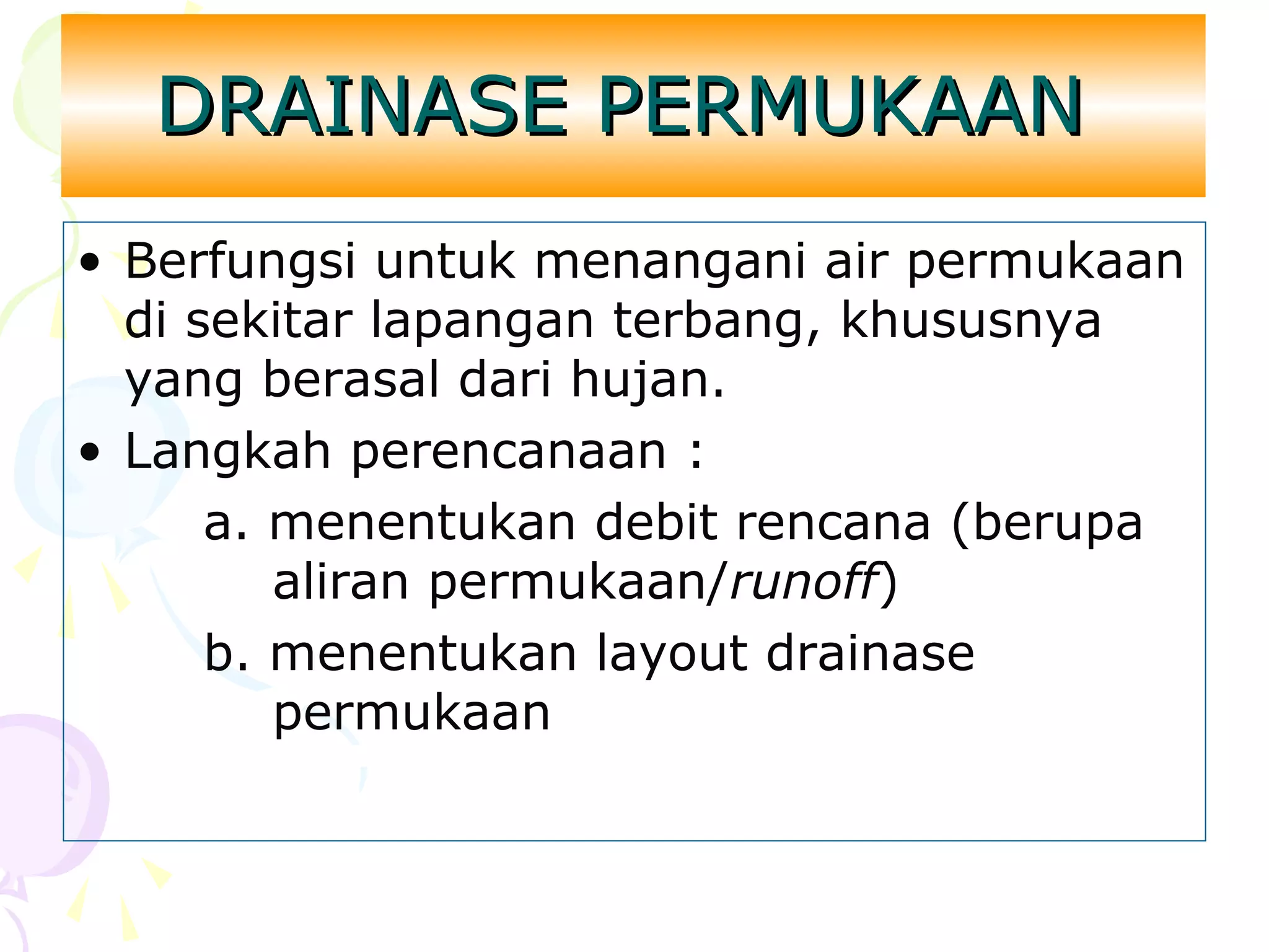 Drainase lapangan-terbang | PPT