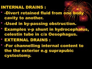 DRAINS IN SURGERY surgery lecture for medical students.ppt