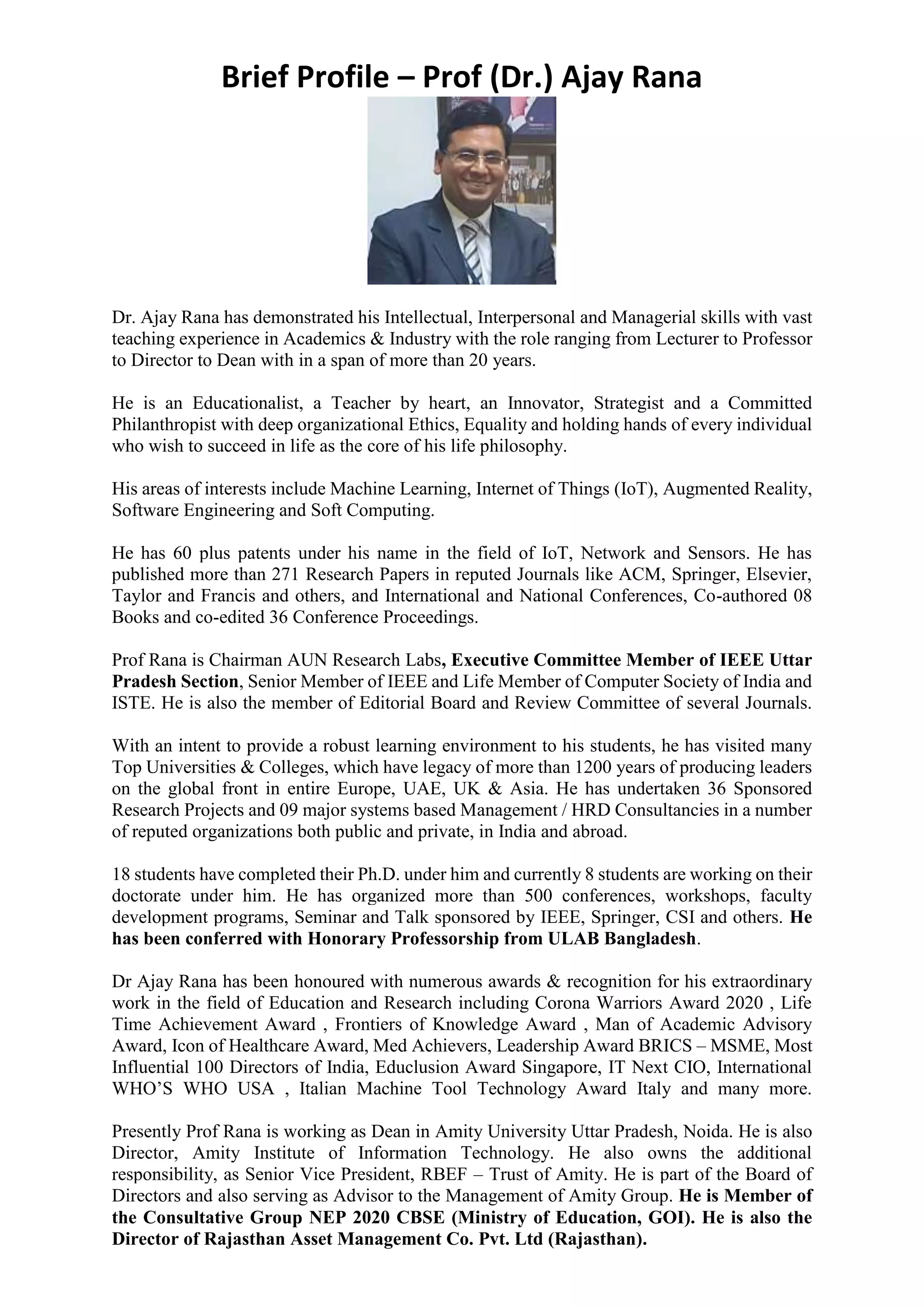 Dr Ajay Rana - Me and My Journay | PDF