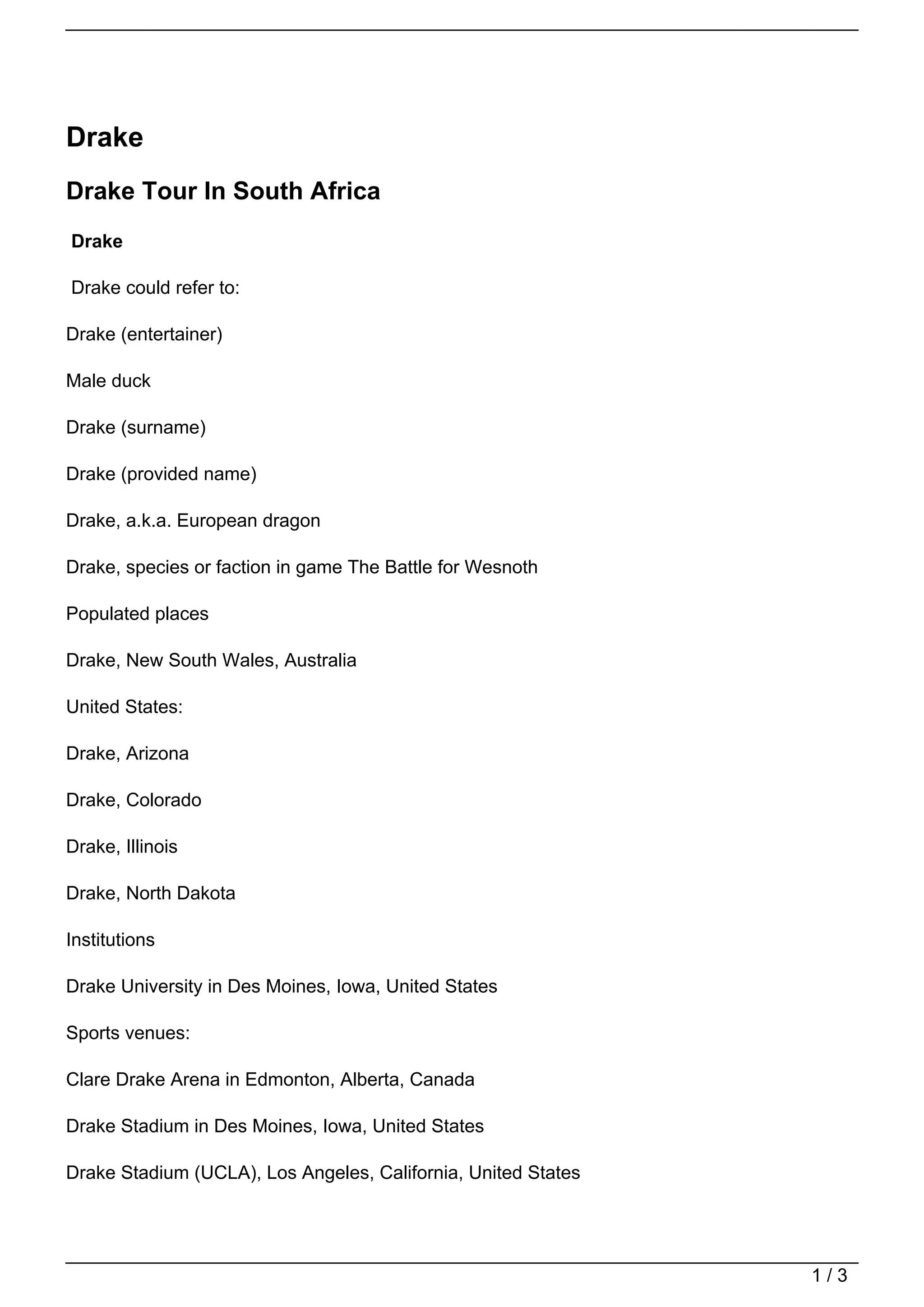 Drake | PDF | Africa Travel | Travel Locations