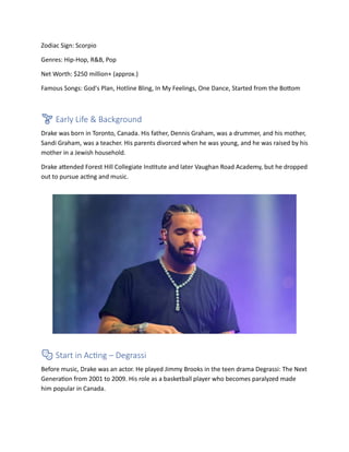 Drake Life Complete Biography The Celeb Post | PDF