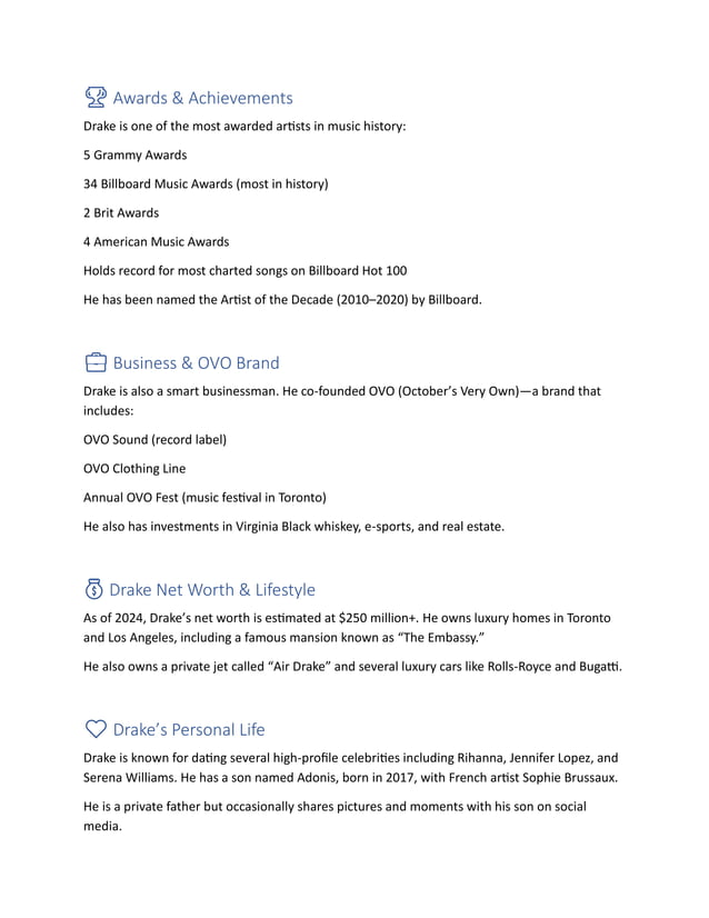 Drake Life Complete Biography The Celeb Post | PDF