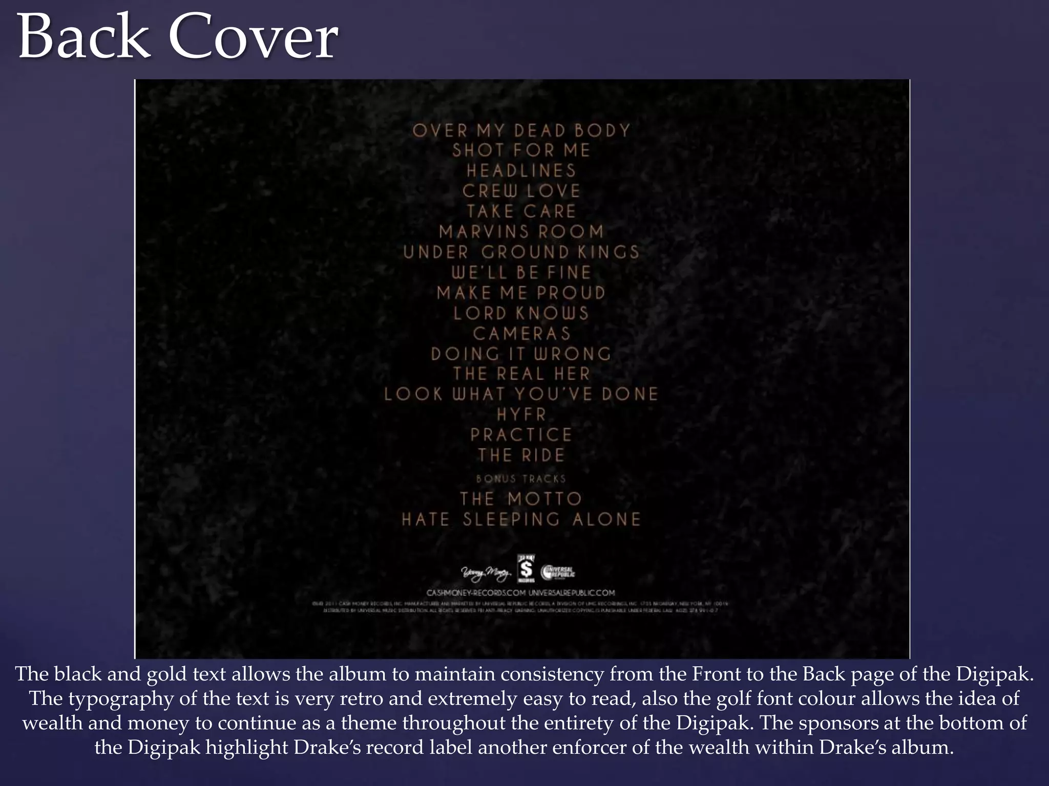 Drake Take Care Digipak Analysis | PPTX