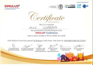 Dr alok sharma simulus conference 2019 certificates | PDF