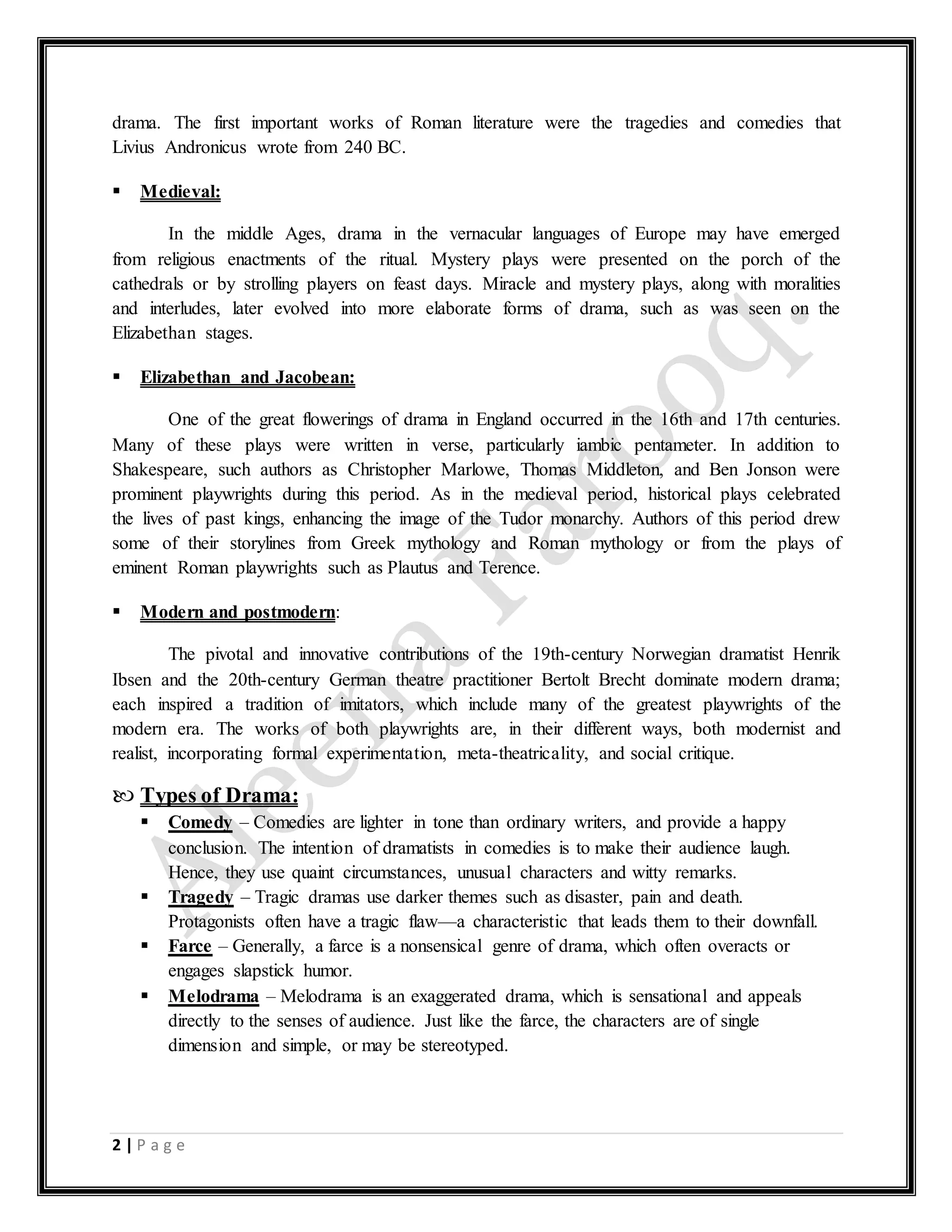 HISTORY and ORIGIN OF DRAMA. | DOCX | Drama | Genres