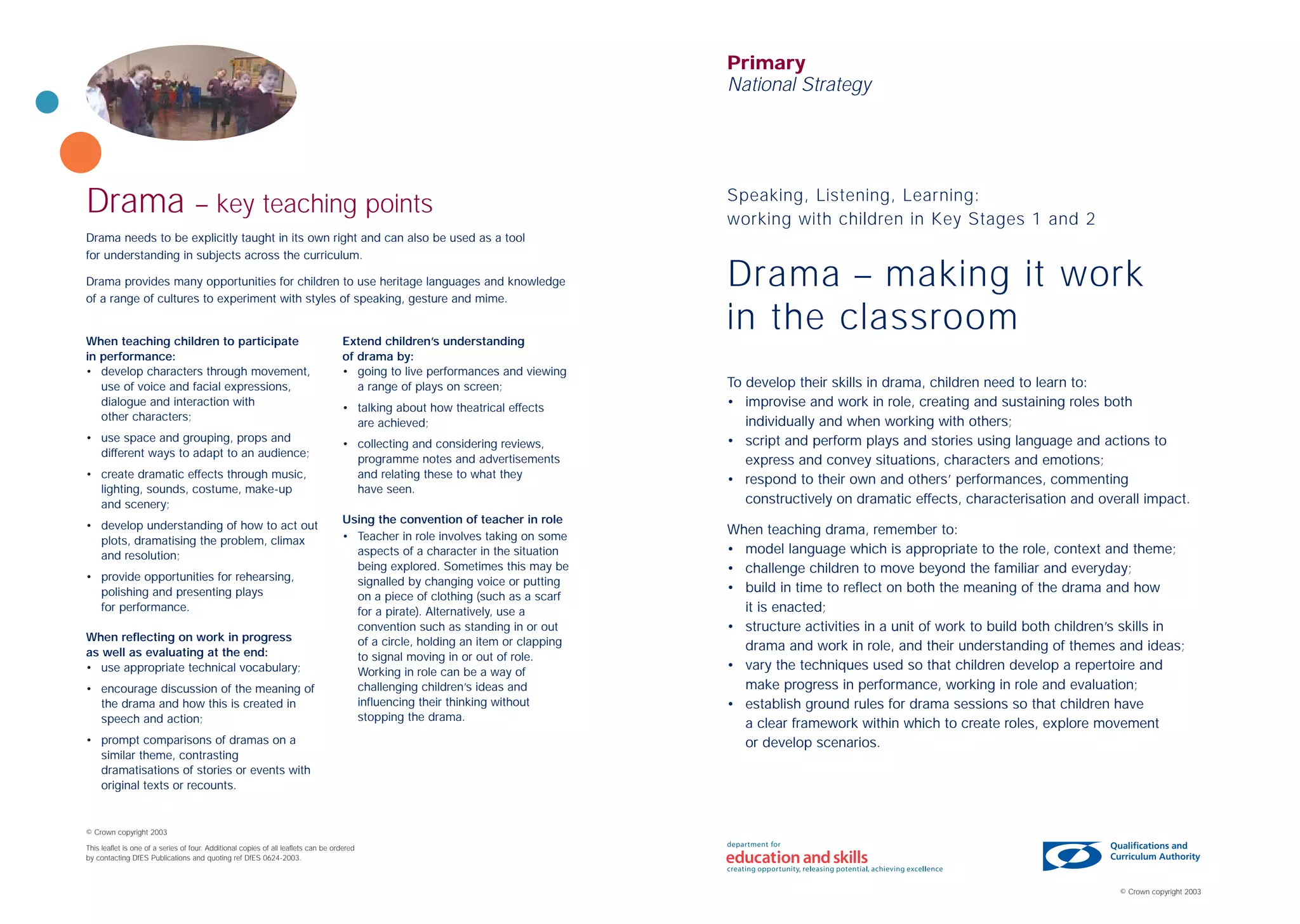 Drama key teaching point | PDF