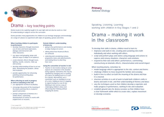 Drama key teaching point | PDF