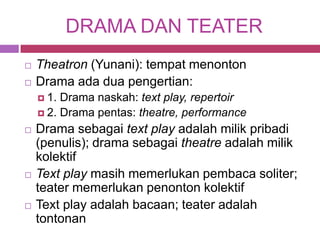 Drama pengertian dasar | PPTX