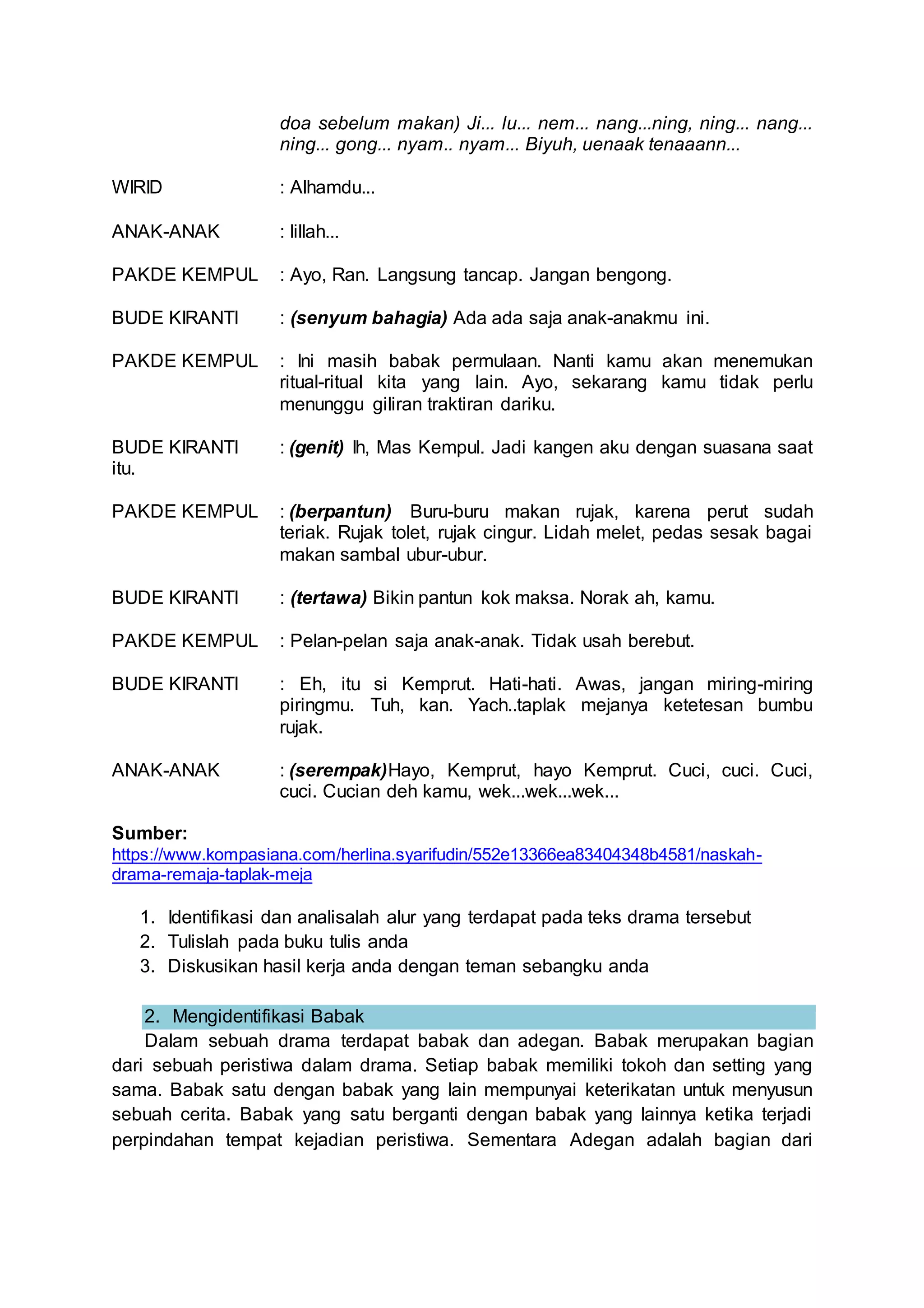 Drama dan pementasan drama | DOCX