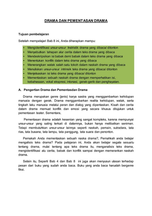 Drama dan pementasan drama | DOCX