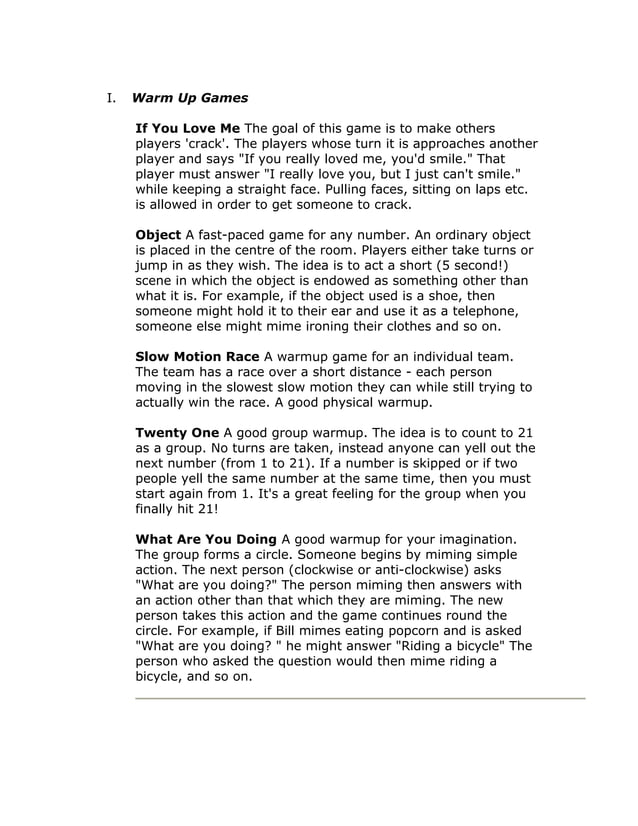 Drama exercises | PDF