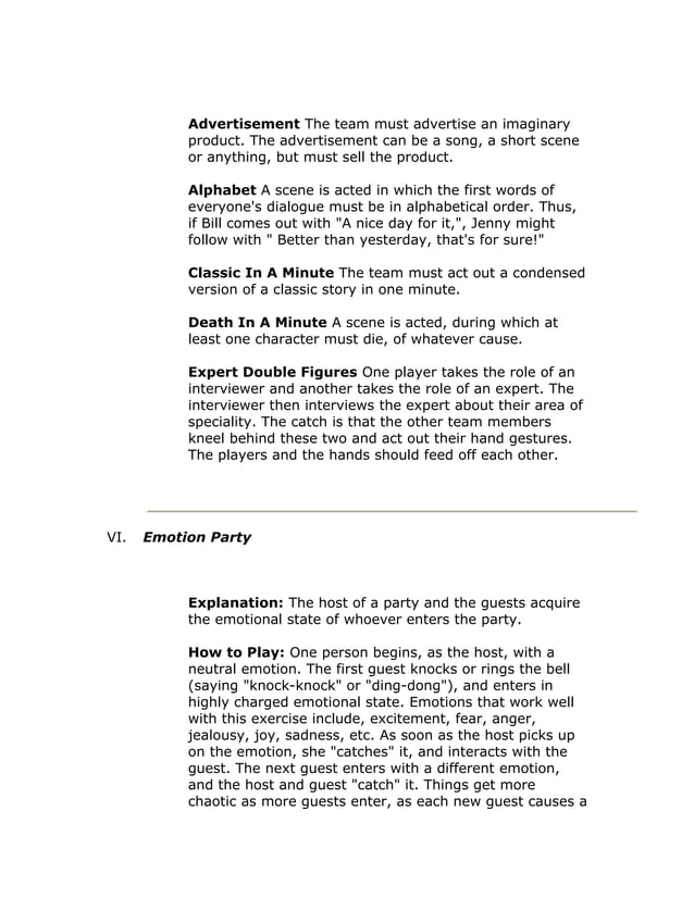 Drama exercises | PDF