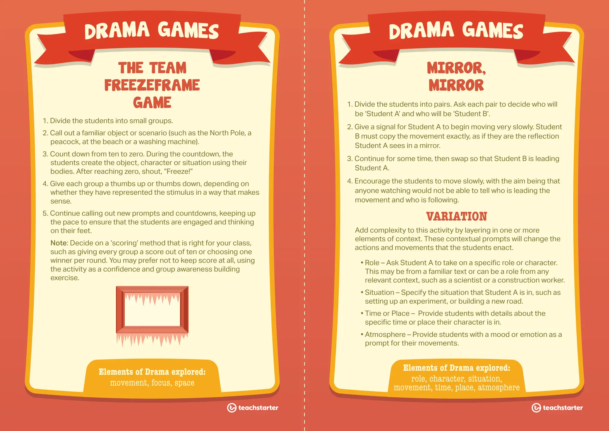 DramaGameTaskCardsFull Ice breakers for elementary school | PDF