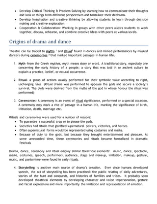 Drama handout theatre and drama origins grds 7 9 | DOCX