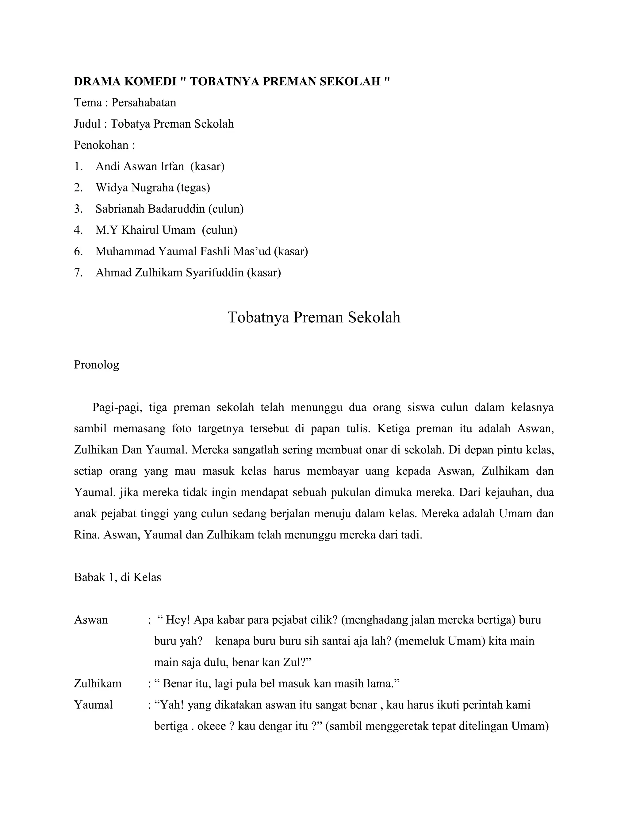 Taubatnya Preman Sekolah | DOCX