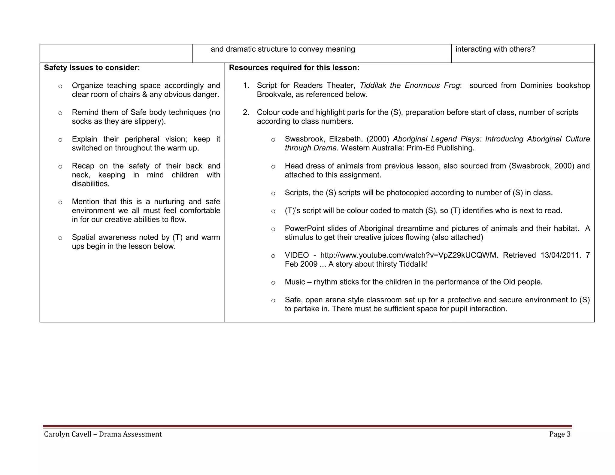 Drama lesson plan | DOCX