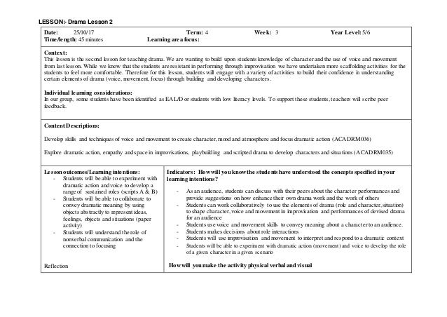 Drama Lesson plan 2