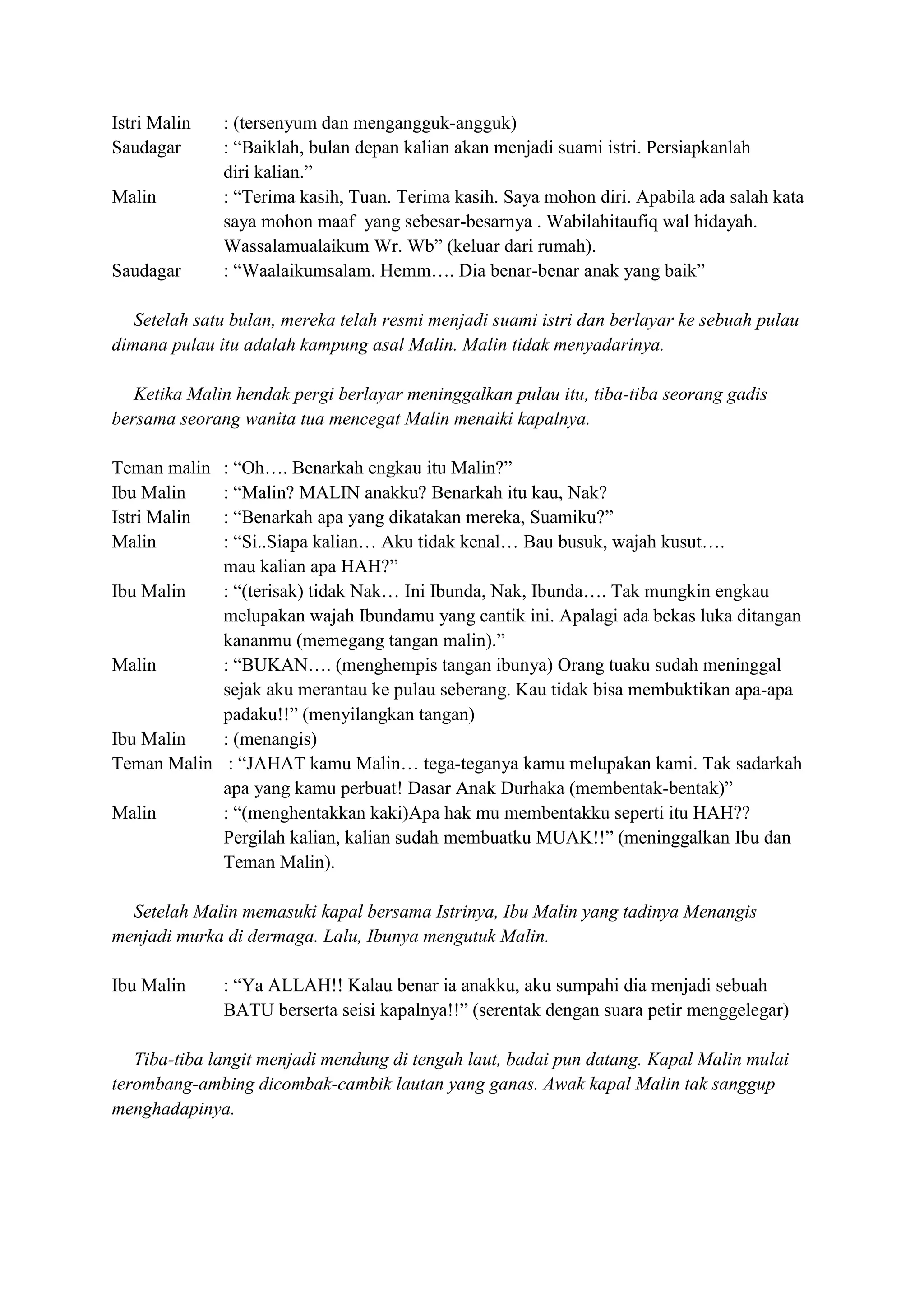 Drama malin kundang | PDF