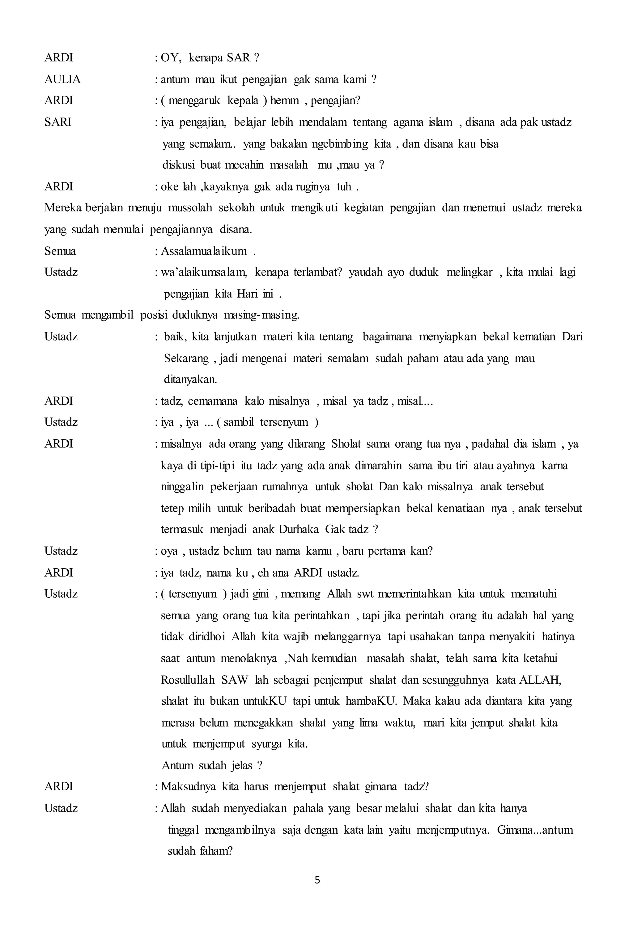 Drama menjemput shalat | DOCX