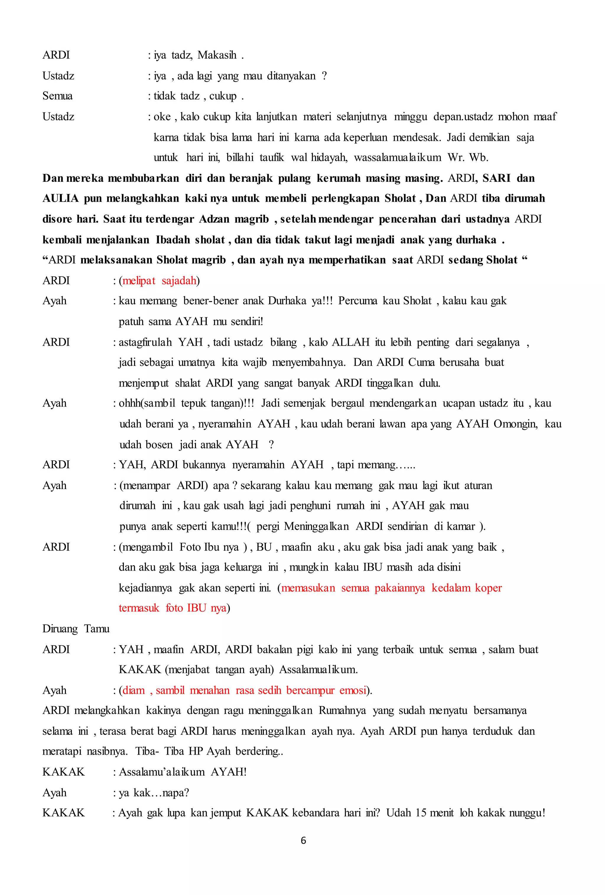 Drama menjemput shalat | DOCX